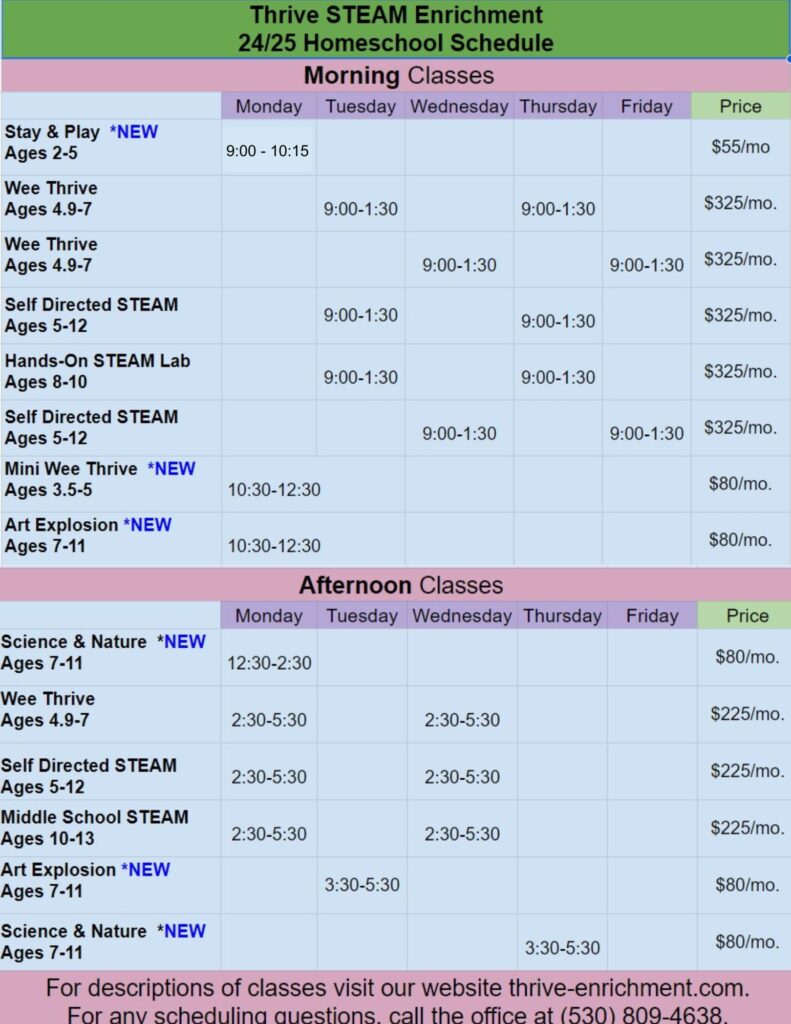 Class Schedule ‣ Thrive